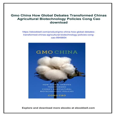 Gmo China How Global Debates Transformed Chinas Agricultural ...
