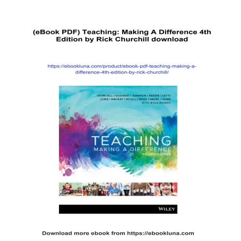 (eBook PDF) Teaching: Making A Difference 4th Edition by Rick Churchill ...