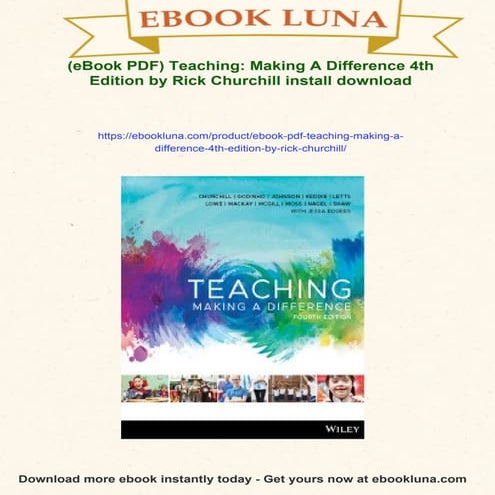 (eBook PDF) Teaching: Making A Difference 4th Edition by Rick Churchill ...