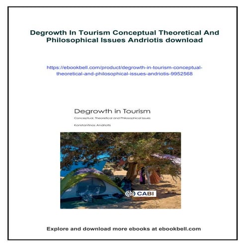 Degrowth In Tourism Conceptual Theoretical And Philosophical Issues Andriotis | PDF
