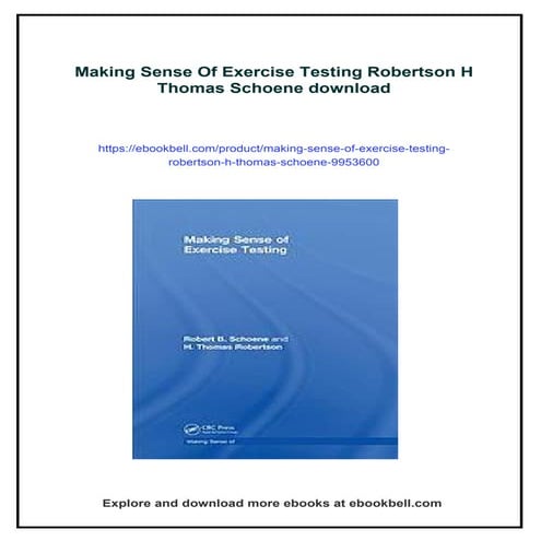 Making Sense Of Exercise Testing Robertson H Thomas Schoene | PDF