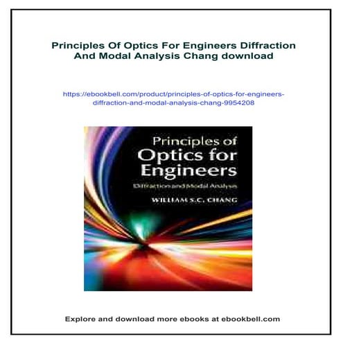 Principles Of Optics For Engineers Diffraction And Modal Analysis Chang | PDF