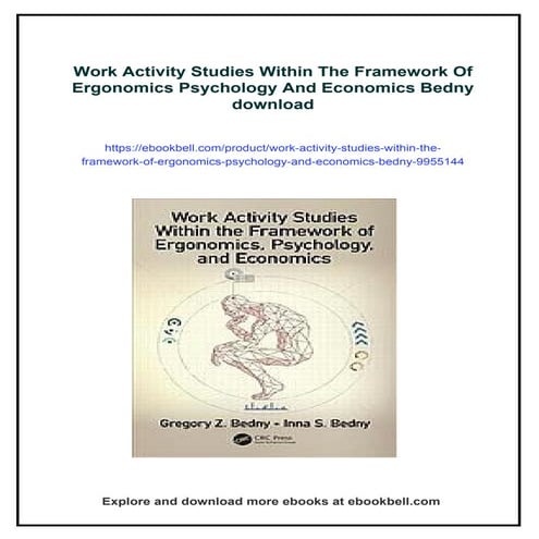 Work Activity Studies Within The Framework Of Ergonomics Psychology And Economics Bedny | PDF