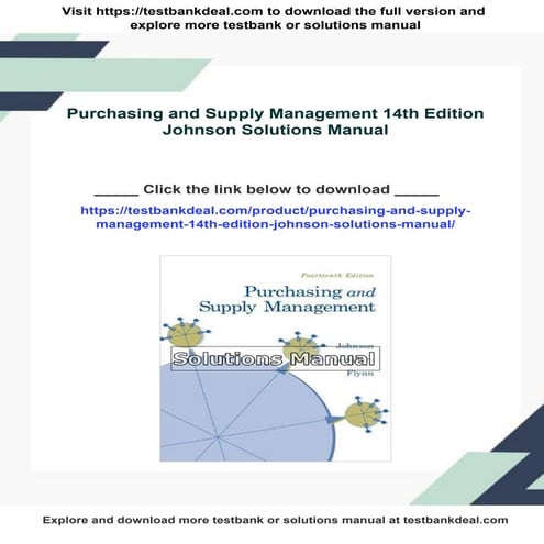 Purchasing and Supply Management 14th Edition Johnson Solutions Manual ...