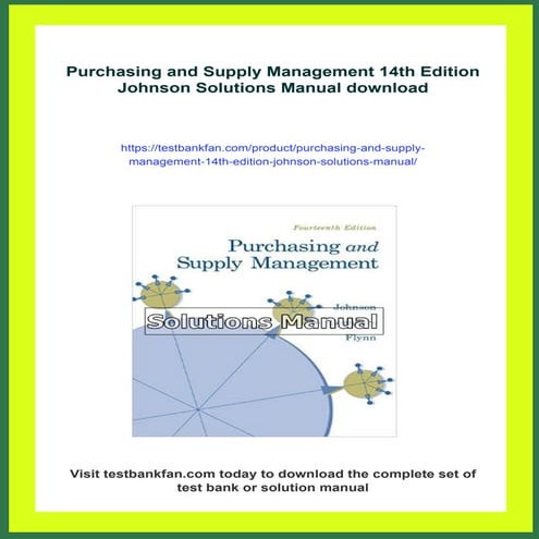 Purchasing and Supply Management 14th Edition Johnson Solutions Manual ...