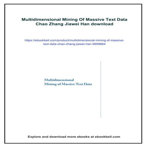 Multidimensional Mining Of Massive Text Data Chao Zhang Jiawei Han | PDF