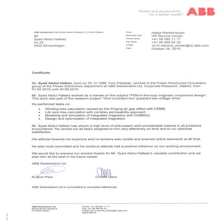 ABB Certificate | PDF