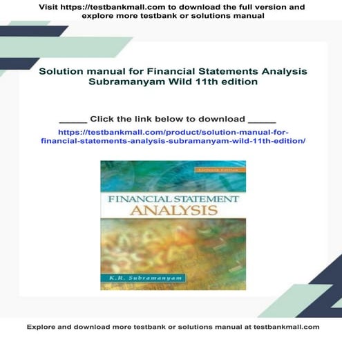 Solution manual for Financial Statements Analysis Subramanyam Wild 11th ...