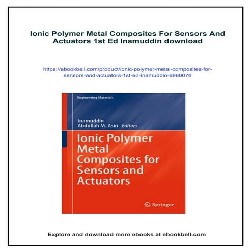 Ionic Polymer Metal Composites For Sensors And Actuators 1st Ed ...