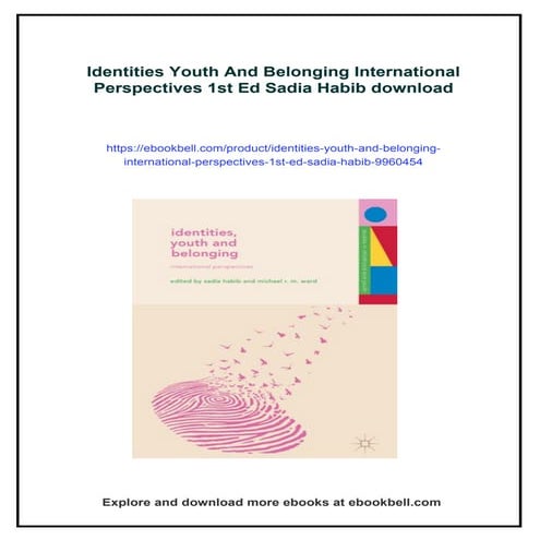 Identities Youth And Belonging International Perspectives 1st Ed Sadia ...