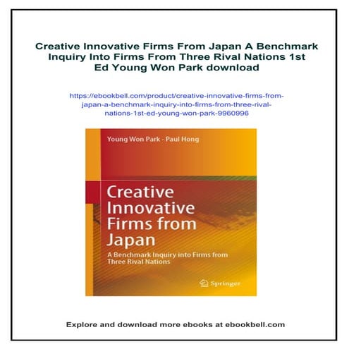 Creative Innovative Firms From Japan A Benchmark Inquiry Into Firms ...