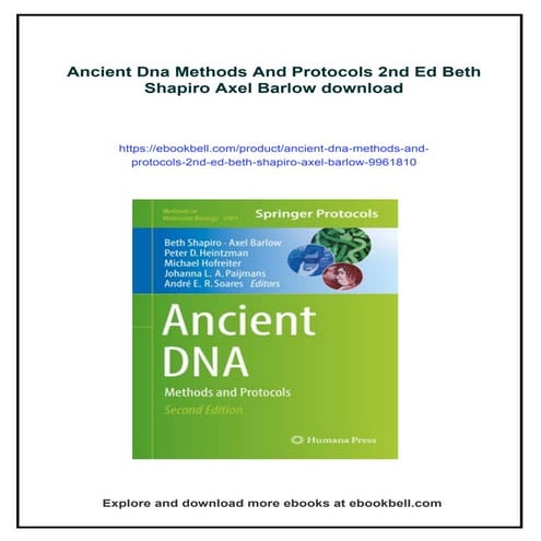 Ancient Dna Methods And Protocols 2nd Ed Beth Shapiro Axel Barlow | PDF