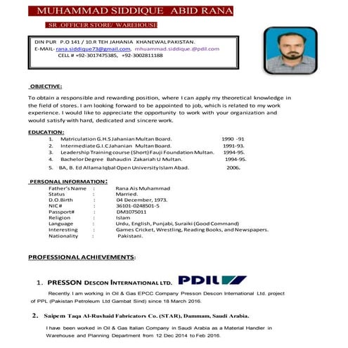 SIDDIQUE ABID RANA 2016 | DOCX