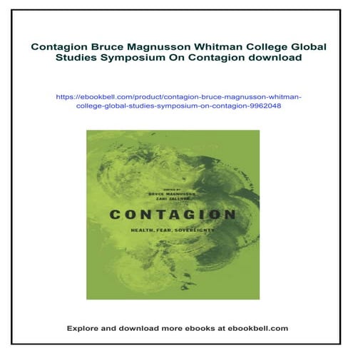 Contagion Bruce Magnusson Whitman College Global Studies Symposium On Contagion | PDF