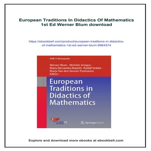 European Traditions In Didactics Of Mathematics 1st Ed Werner Blum | PDF