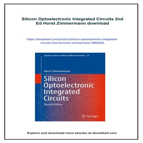 Silicon Optoelectronic Integrated Circuits 2nd Ed Horst Zimmermann | PDF