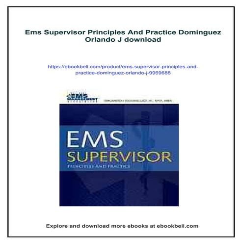 Ems Supervisor Principles And Practice Dominguez Orlando J | PDF