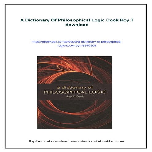 A Dictionary Of Philosophical Logic Cook Roy T | PDF