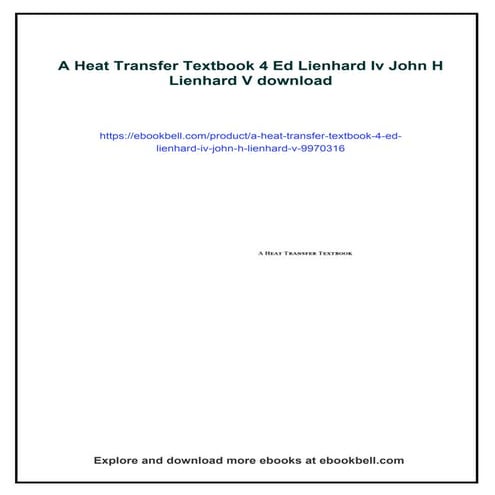 A Heat Transfer Textbook 4 Ed Lienhard Iv John H Lienhard V | PDF