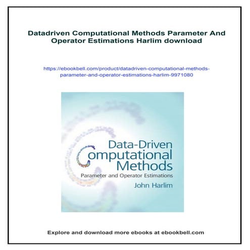 Datadriven Computational Methods Parameter And Operator Estimations Harlim | PDF