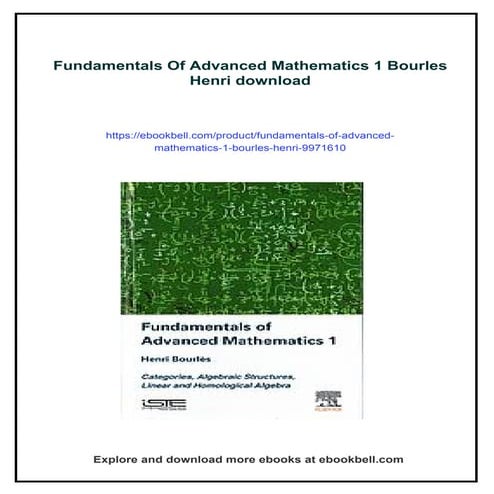 Fundamentals Of Advanced Mathematics 1 Bourles Henri | PDF