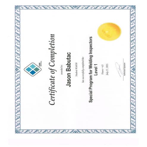 Cwb welding inspection level 1 | PDF