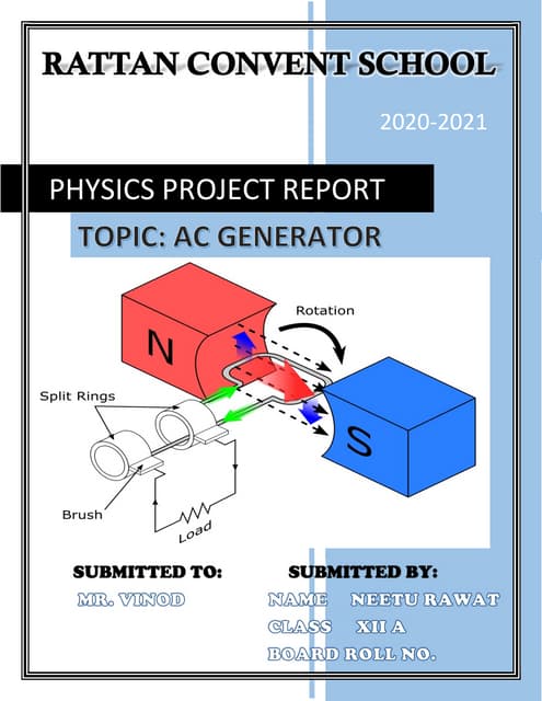 12th CBSE Physics Project AC Generator | DOCX