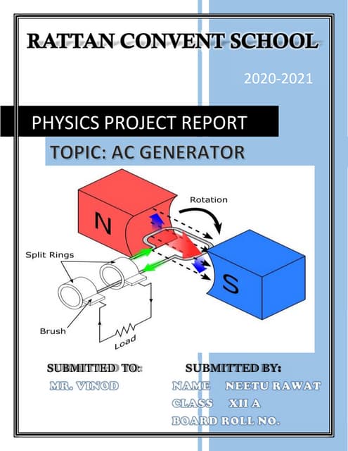 12th CBSE Physics Project AC Generator | DOCX