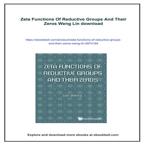 Zeta Functions Of Reductive Groups And Their Zeros Weng Lin | PDF