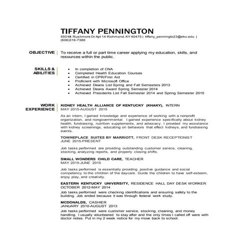 Tiffanys Resume | DOCX