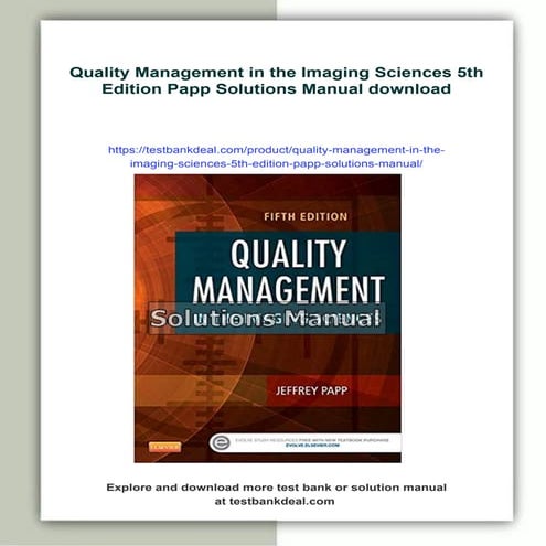 Quality Management in the Imaging Sciences 5th Edition Papp Solutions ...