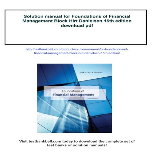 Solution manual for Foundations of Financial Management Block Hirt ...