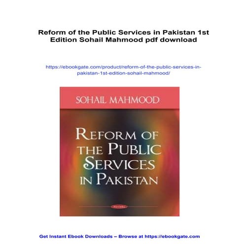 Reform of the Public Services in Pakistan 1st Edition Sohail Mahmood | PDF