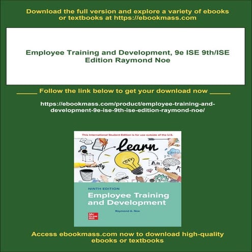 Employee Training and Development, 9e ISE 9th/ISE Edition Raymond Noe | PDF