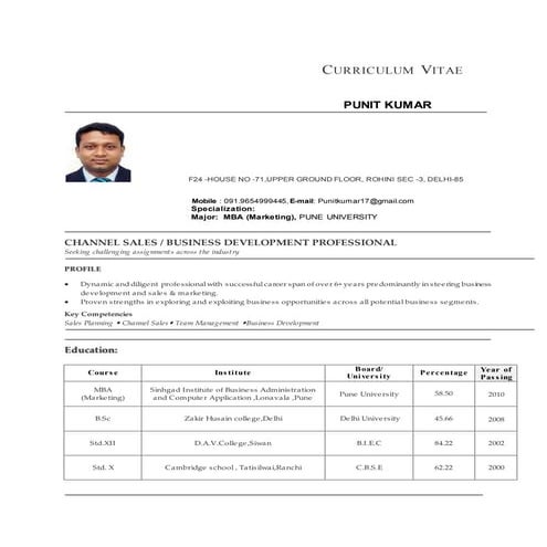punit kumar CV | PDF