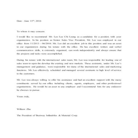 Recommendation Letter | DOCX