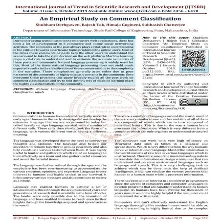 An Empirical Study on Comment Classification | PDF