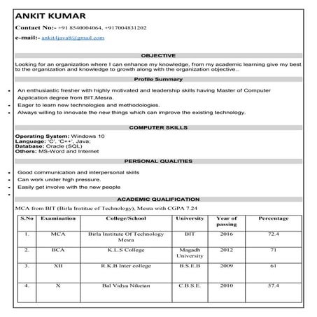 Ankit resume completed