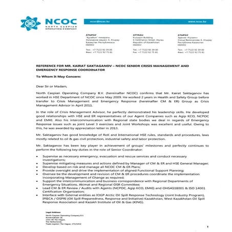 RL from Jacques Grimaud HSE GM - Total Secondee | PDF