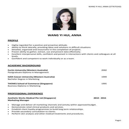 Anna Wang CV April 2015 revised | PDF | Business Administration | Business
