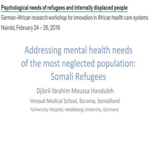 Addressing mental health needs of the most neglected | PPT