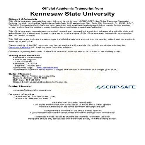 10_20_2016 Vincent Noseworthy Transcript | PDF