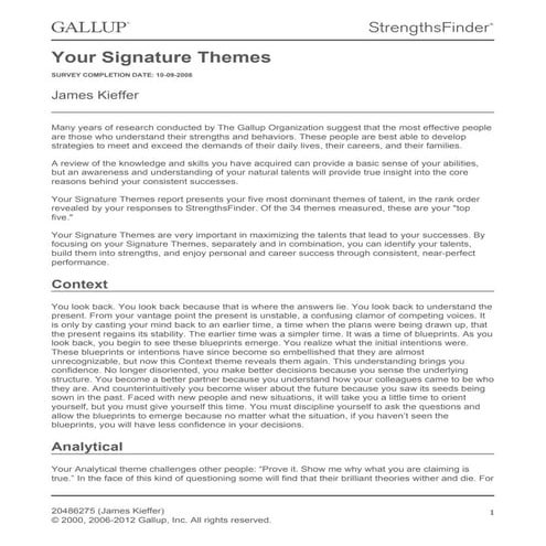 Gallup Strength Finder | PDF