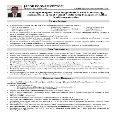 JACOB - CV (1) | DOC | Business Administration | Business