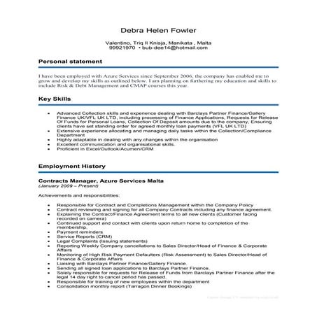 Debra Fowler CV | PDF