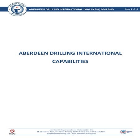 Aberdeen Drilling International Capability Profile (ADI_Malaysia) - Incl FC Feb 16 | PDF