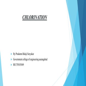 Chlorination - Disinfecting agent used in water treatment | PPTX ...