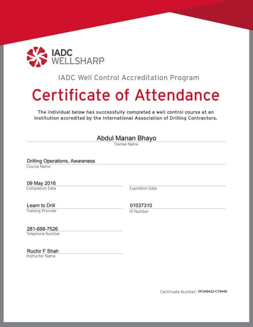 IWCF certificate | PDF