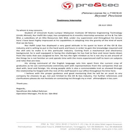 testimony internship | PDF