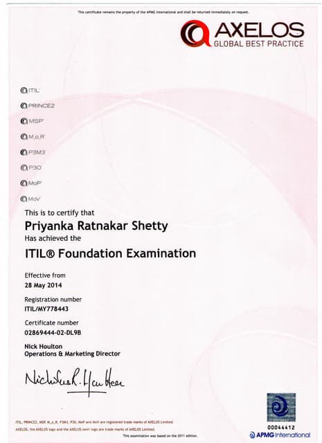 ITIL FOUNDATION CERT | PDF